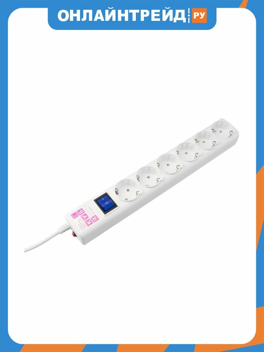 Удлинитель Power Cube PC 10м 6р, бел. 16А, (3*1,5) SPG6-16-10M