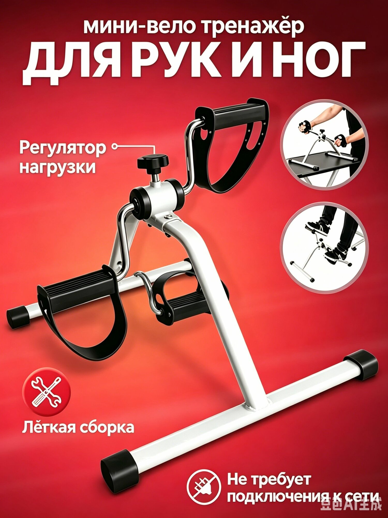 Велотренажер для ног для дома, тренажер мини с дисплеем складной