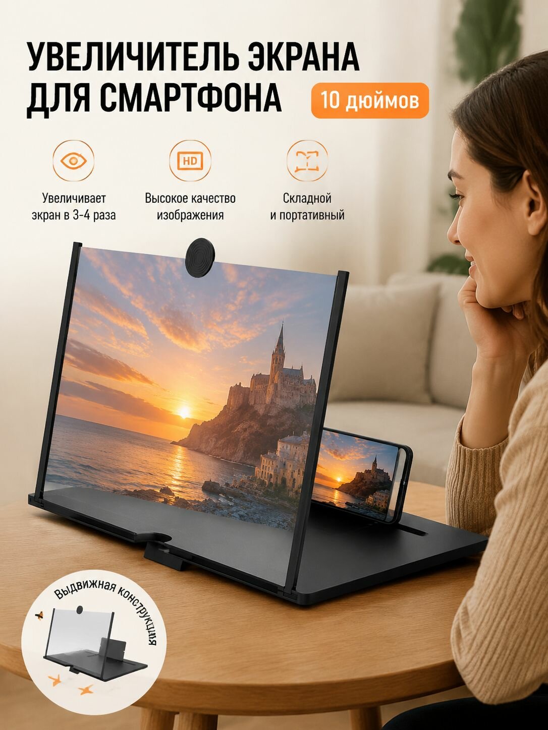 10-дюймовый HD-усилитель мобильного экрана