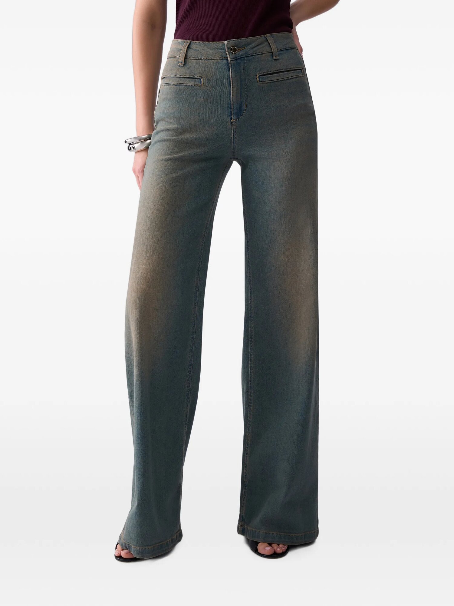 Джинсы клеш LIU JO Flare jeans with welt pockets, размер 40, синий — фото 1