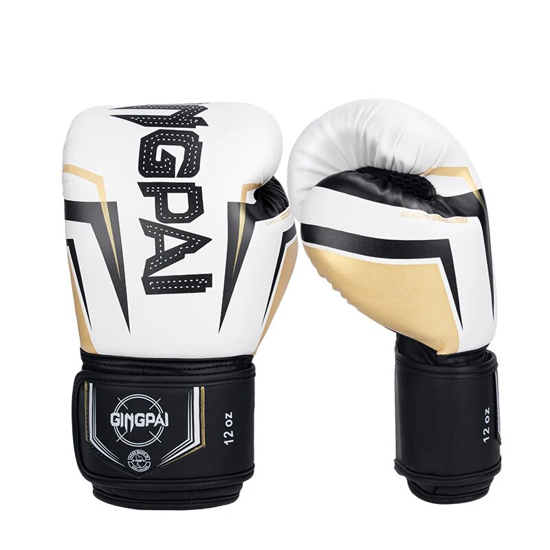 GINGPAI SPORT Боксерские перчатки из искусственной кожи 14oz, 1H QJB White