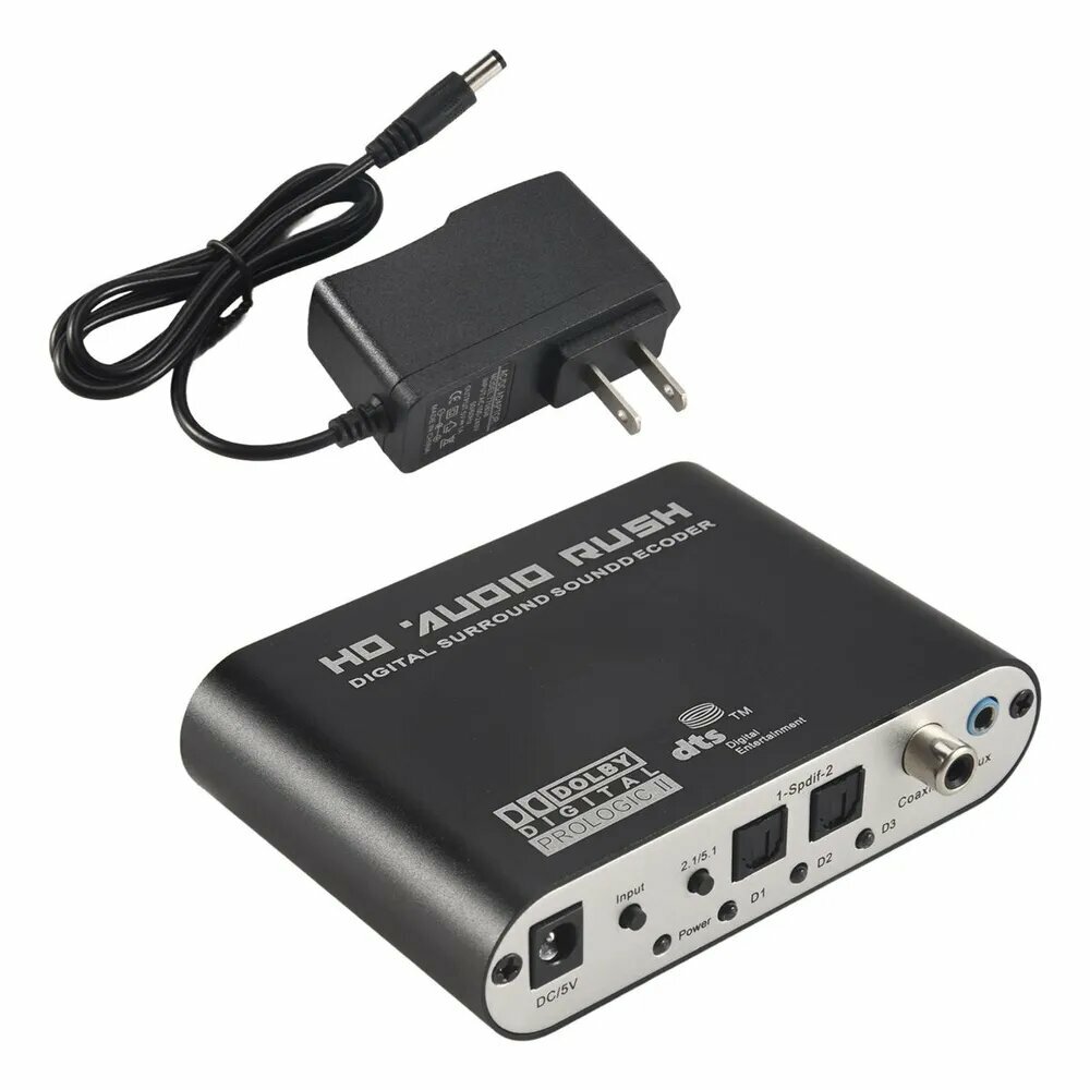5.1 Audio Rush цифровой звуковой декодер-конвертер - оптический SPDIF черный