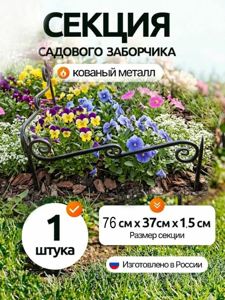 Секция для садового заборчика Валюта, цвет черный
