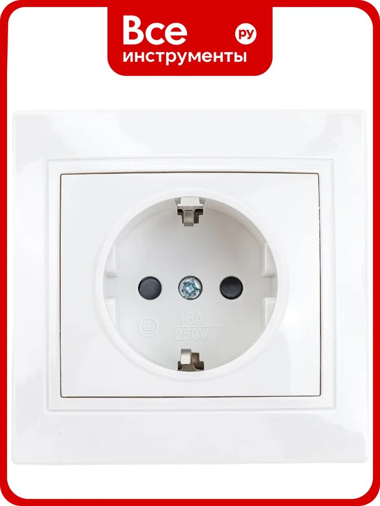 Розетка TDM ELECTRIC 2П+З с защ. шт. 16А 250В белая Таймыр пром. упак, бакелит. основание AQ1814-0516