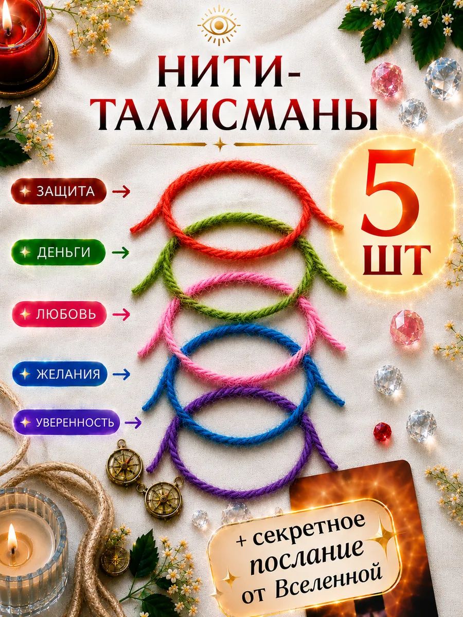 Красная нить на руку оберег набор 5 шт