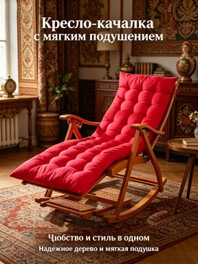 Подушка на стул удлиненная для офисных кресел и садовой мебели, хлопок, красный, 50x160 см, прямоугольная форма