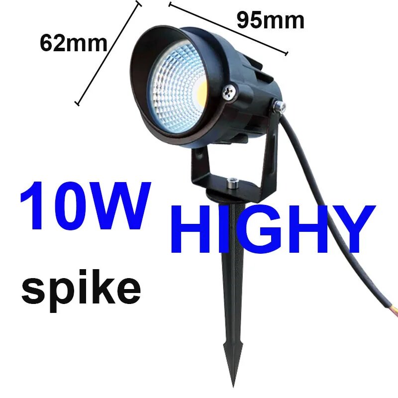 Светодиодный уличный фонарь HIGHY, 12В/220В 10W spike 62mm, Warm White 3000K, DC12V