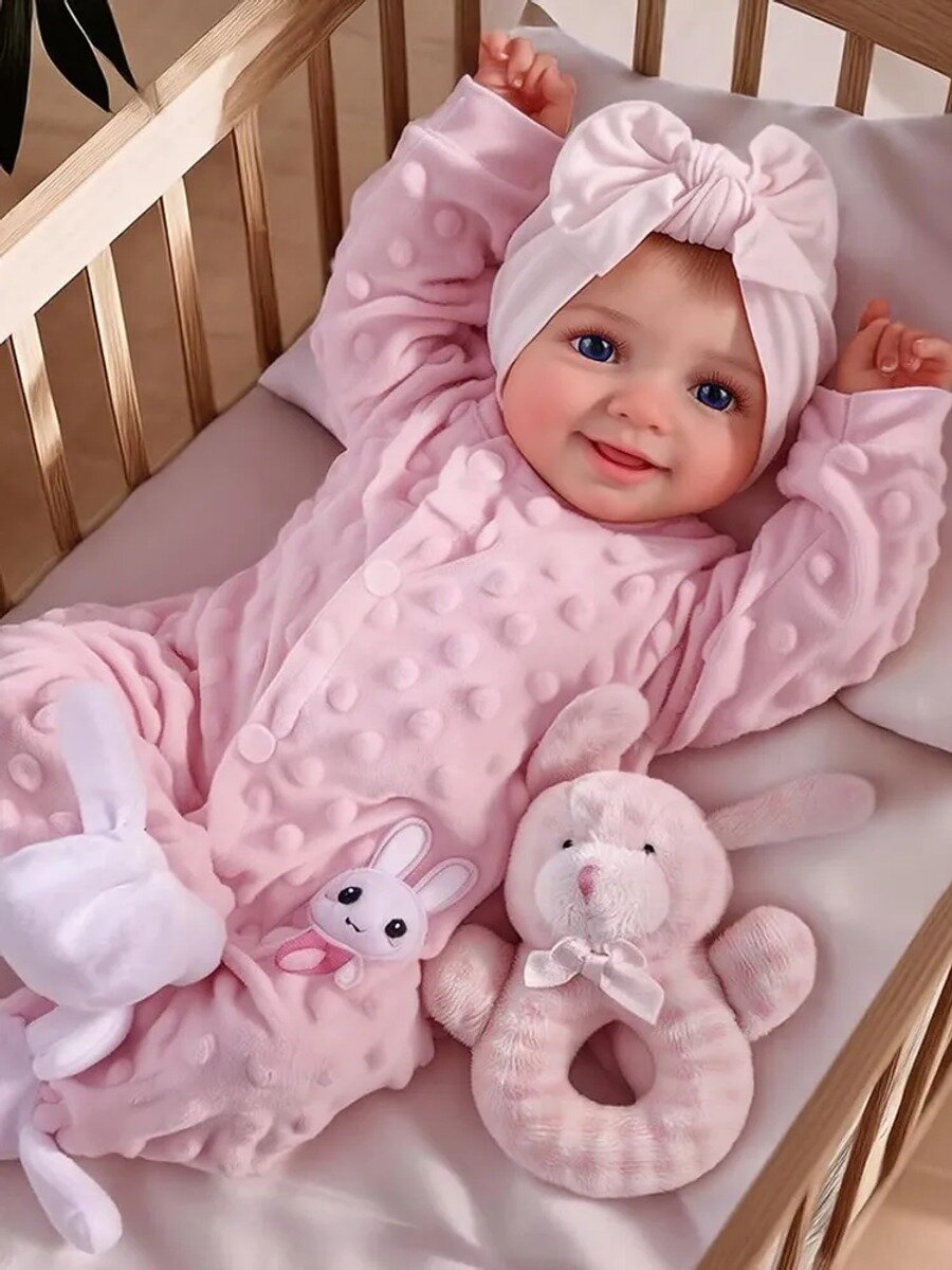 17 дюймов 45 см силиконовая кукла Реборн, reborn Smiling , тканевое тело, голубые глаза