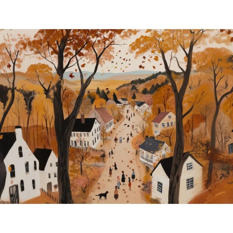 Абстрактный осенний пейзаж "Город-призрак" постер на холсте bilibili 6, 40x60cm Unframed