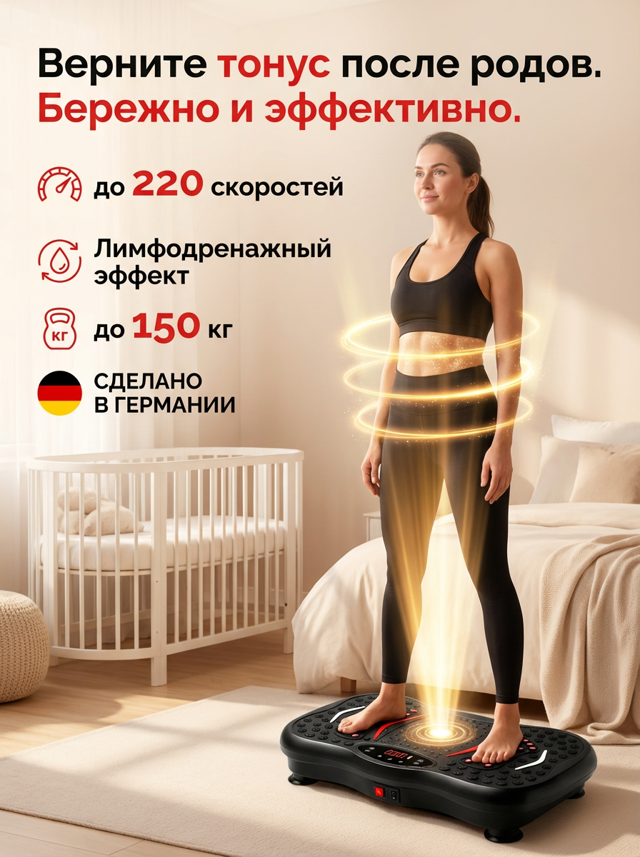 Виброплатформа для похудения 150 кг тренажер кардио степпер, пульт, чёрный, с Bluetooth