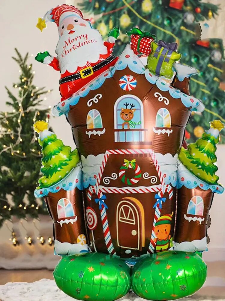 Рождественский волшебный дом, фольгированный воздушный шар, вертикальный, 1 шт.