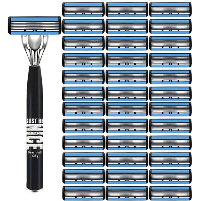 Бритва с 6 лезвиями из нержавеющей стали, классические мужские лезвия, съемные и многоразовые.