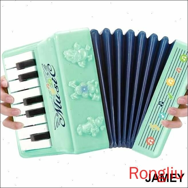 Аккордеон детский музыкальный инструмент, гармошка 40 мелодий, гармонь, 23х13х6 см(голубой)