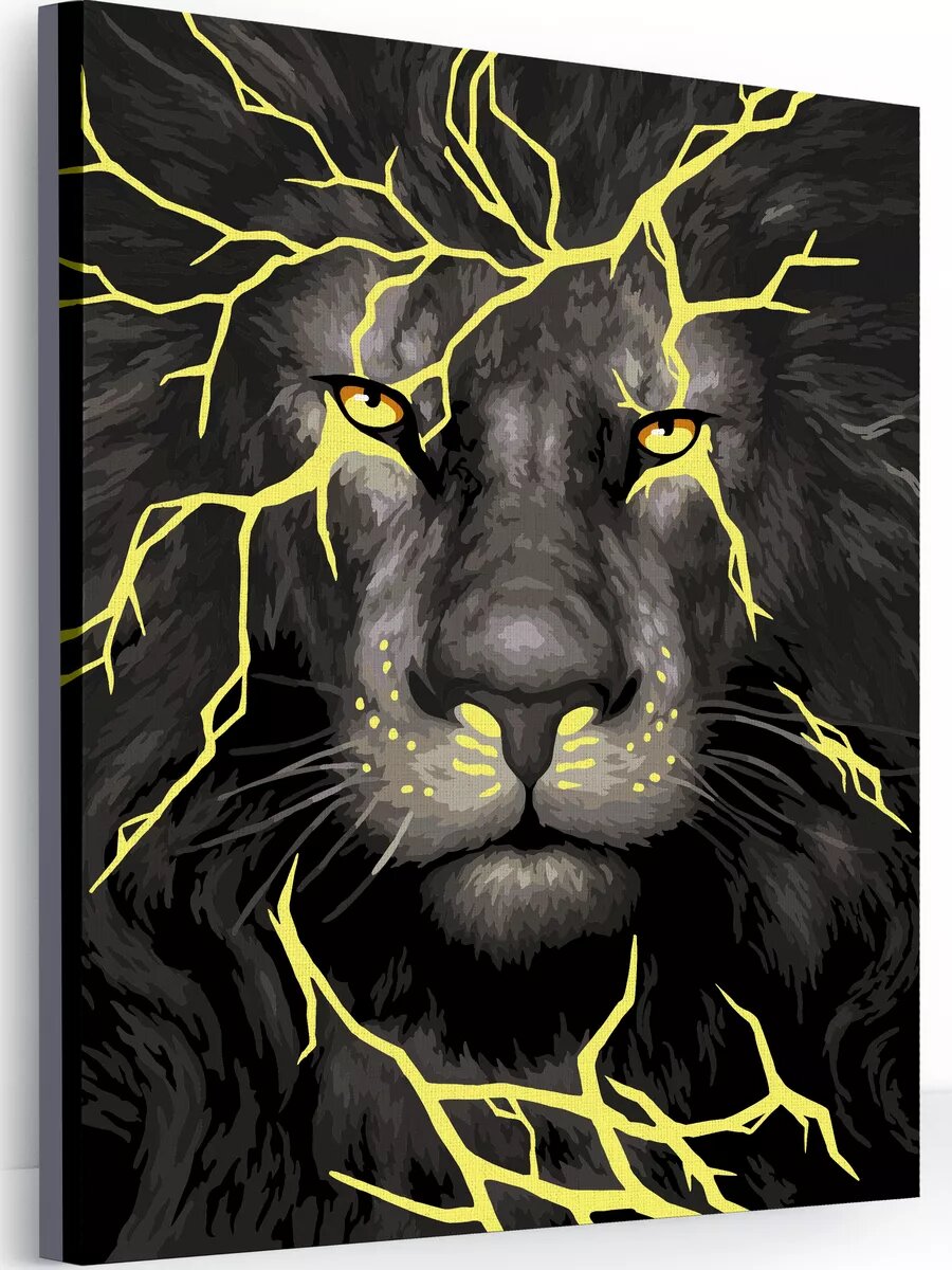 Картина по номерам на холсте с подрамником 40х50 см Львиный взгляд