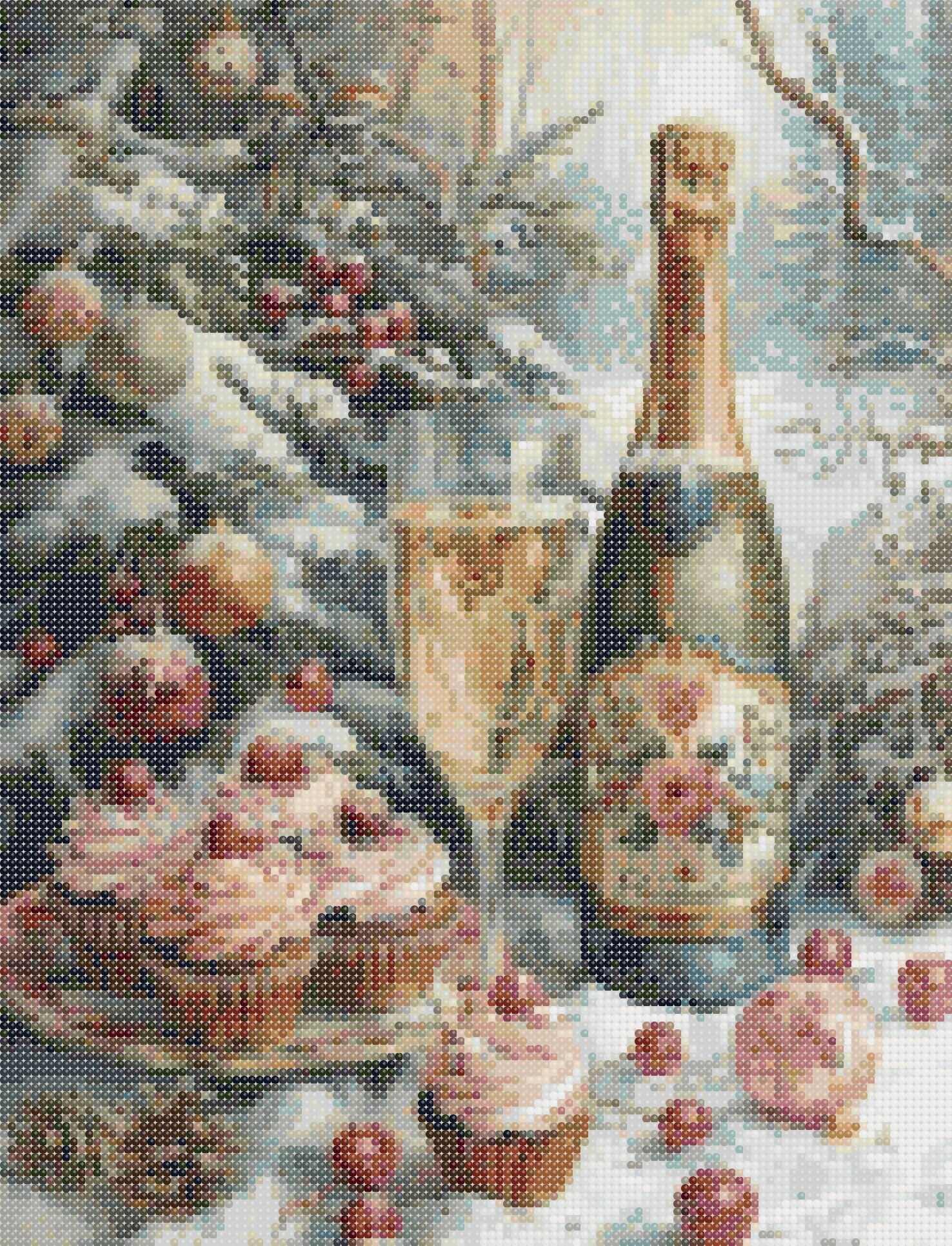 Схема вышивки бисером Шампанское (без бисера и ткани)123х161 стежков (25х32 см) 65 цветов