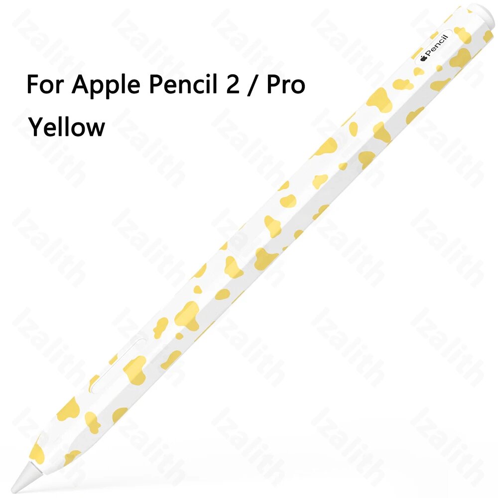 Чехол для Apple Pencil 2/Pro, желтый, с принтом