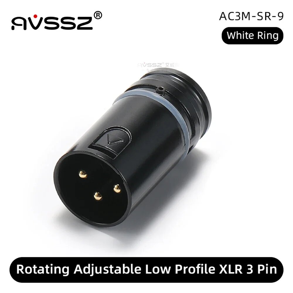 XLR разъем низкопрофильный поворотный Male XLR -White Ring 10PCS