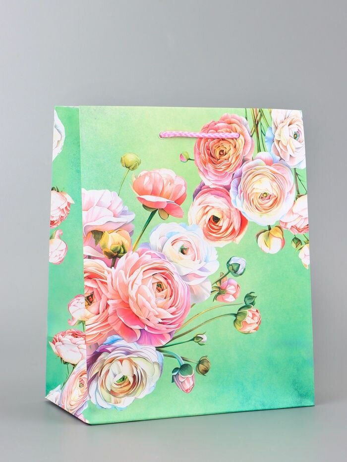 Пакет подарочный ламинированный вертикальный Симфония цветов , 18 22.3 10 см