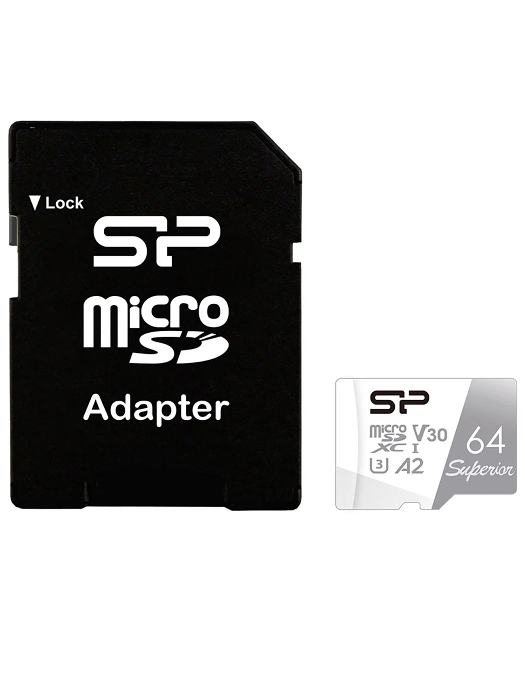 Карта памяти Silicon Power Superior, microSDXC, 64 ГБ, A2, V30, UHS-I Class 3, с адаптером (SP064GBSTXDA2V20SP)