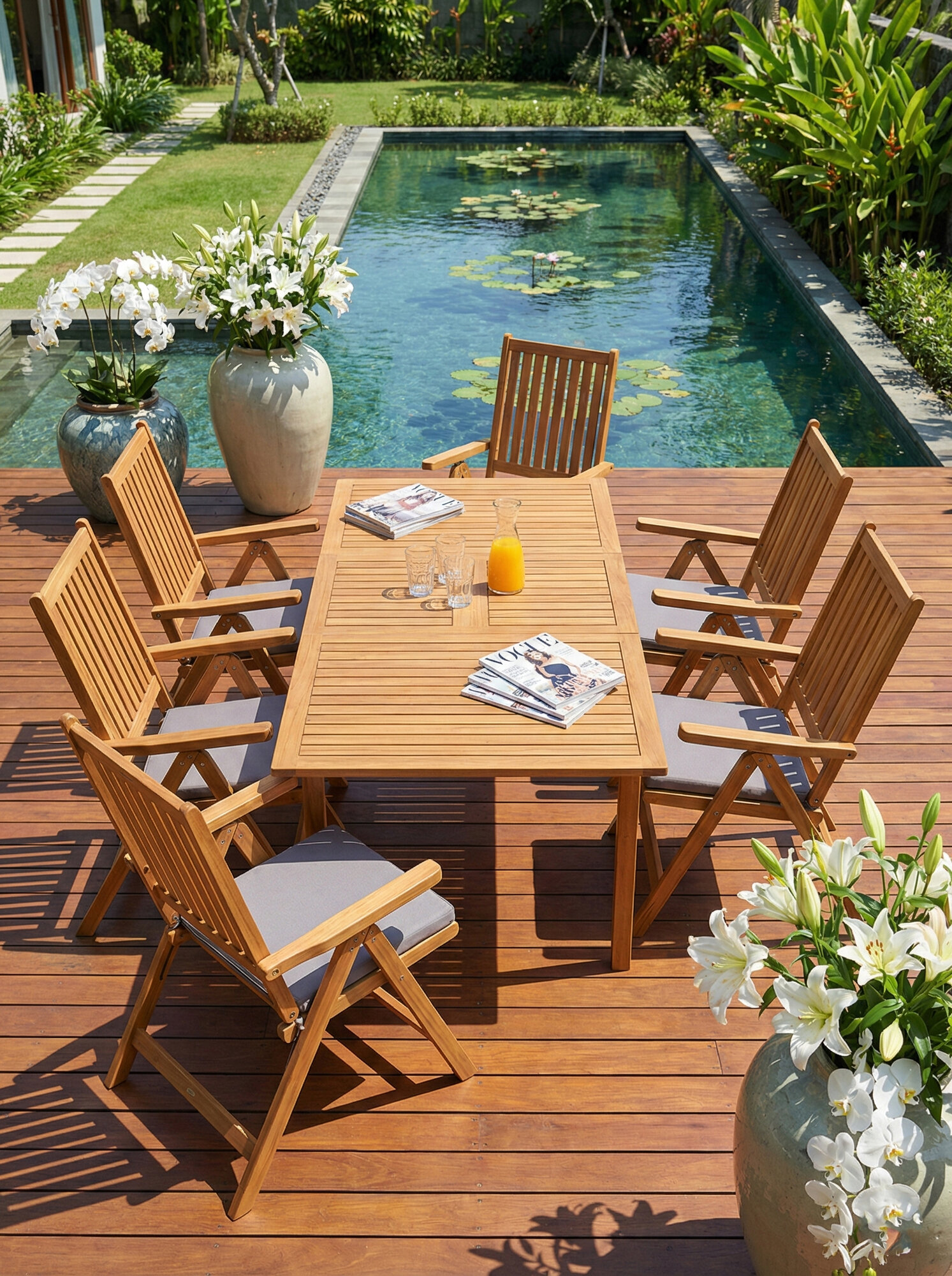 Садовый обеденный комплект из акации Гринвилл Фолд-6 (Greenville Fold-6)