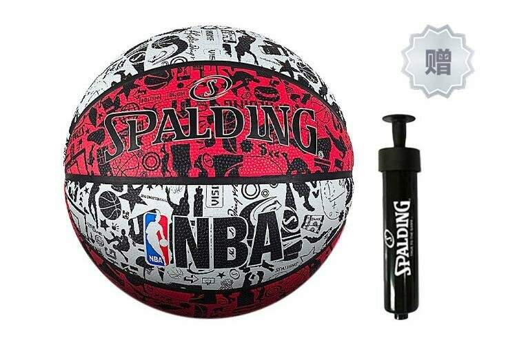 Баскетбольный мяч унисекс SPALDING Graffiti Rubber, Красный, Размер 7, Тренировочный