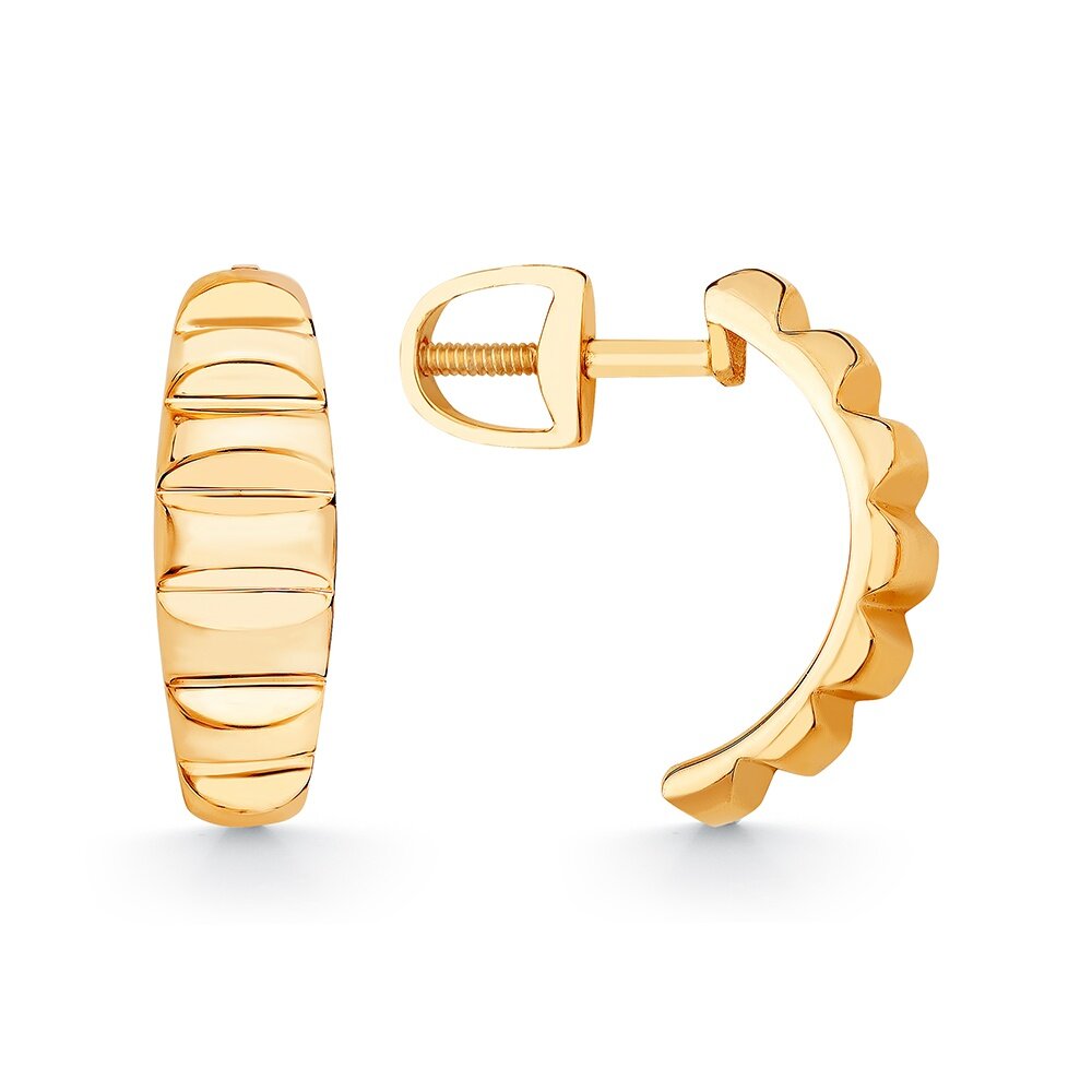 Серьги пусеты, красное золото, 585 проба