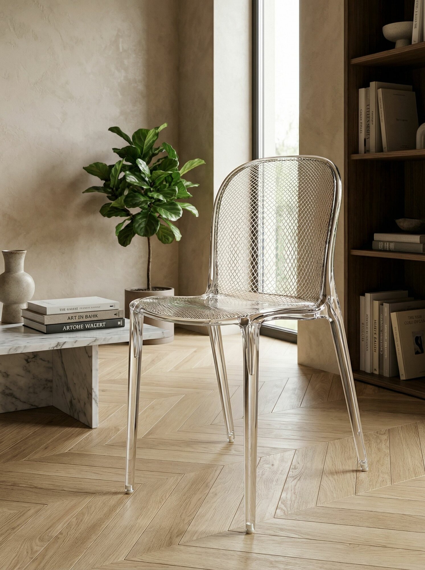 Стул прозрачный пластиковый для гостиной, кухни, спальни Thalya Blesslight