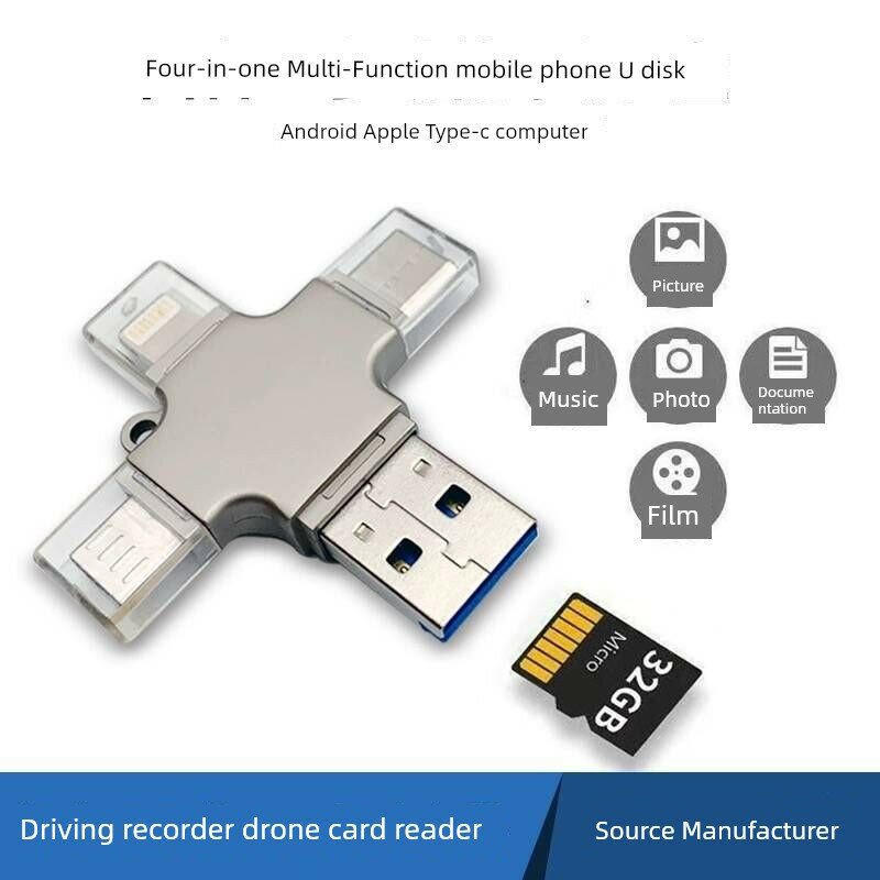 4-в-1 Многофункциональный мобильный USB-накопитель для смартфонов