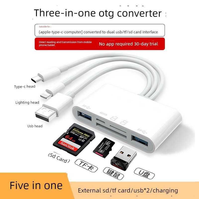 Универсальный кардридер USB3.0 высокой скорости для карт CF, Sony MS, SD/TF, подходит для камер Huawei typec, три в