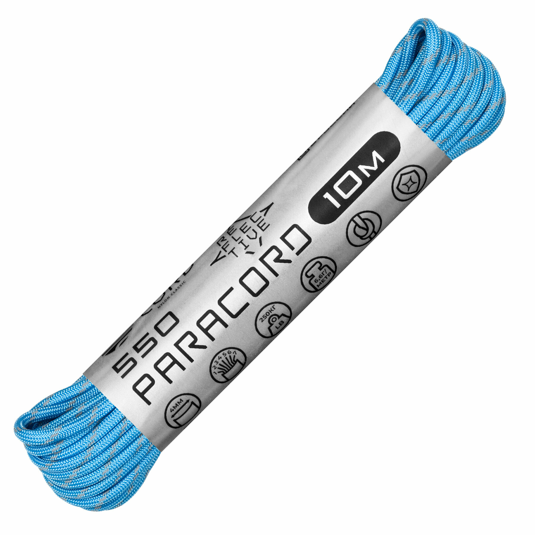 Паракорд 550 CORD nylon 10м RUS световозвращающий (carolina blue)
