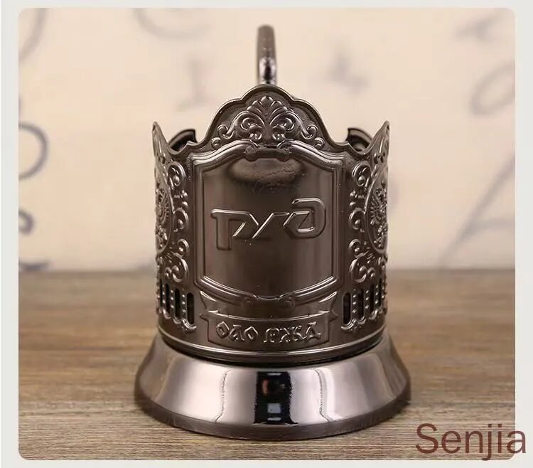 Подстаканник РЖД металлический для кружки из меди подарочный 8.5 см x 10.5 см