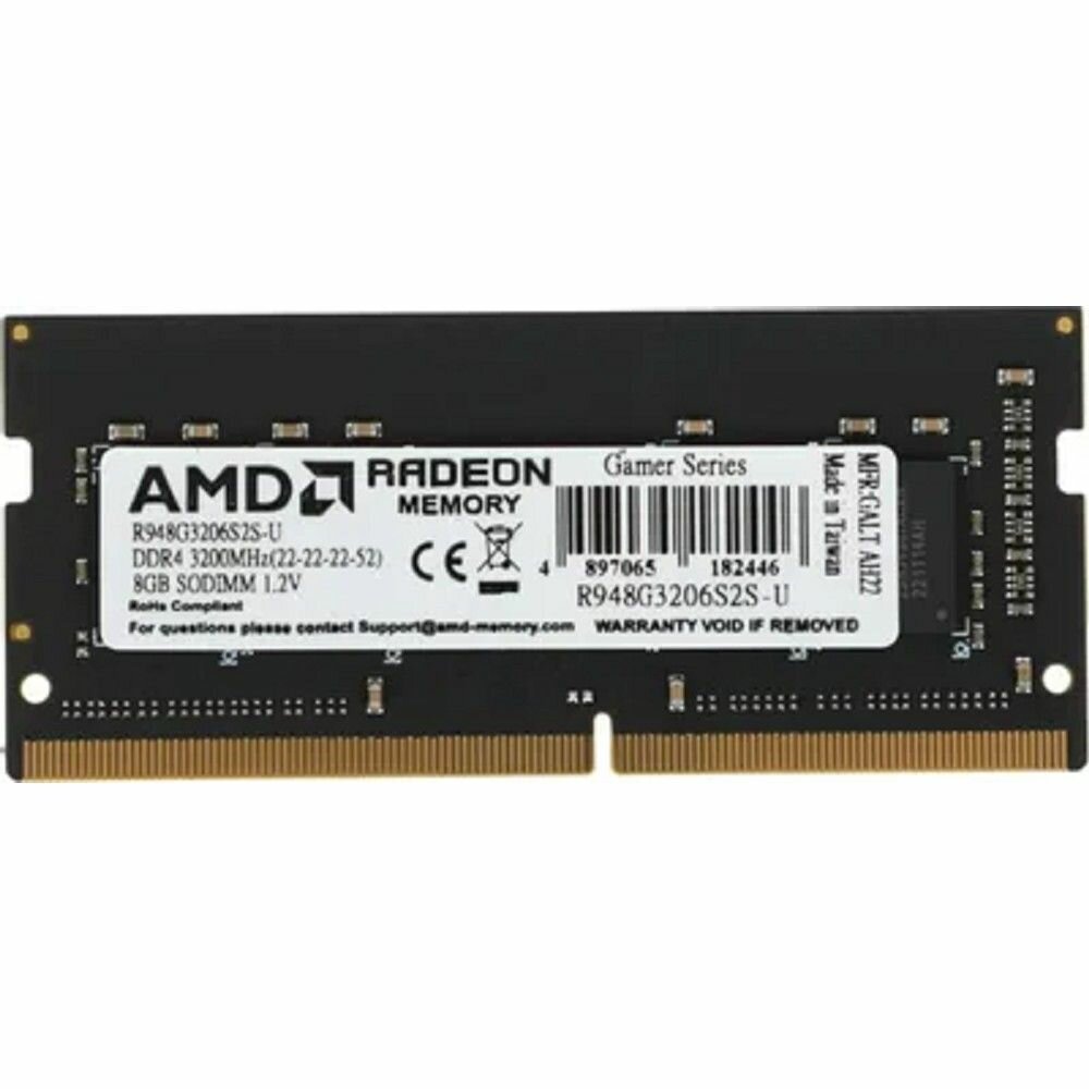 Amd Модуль памяти SO - DIMM DDR4 8Gb R9 Gamer Series 3200МГц OEM R948G3206S2S - U