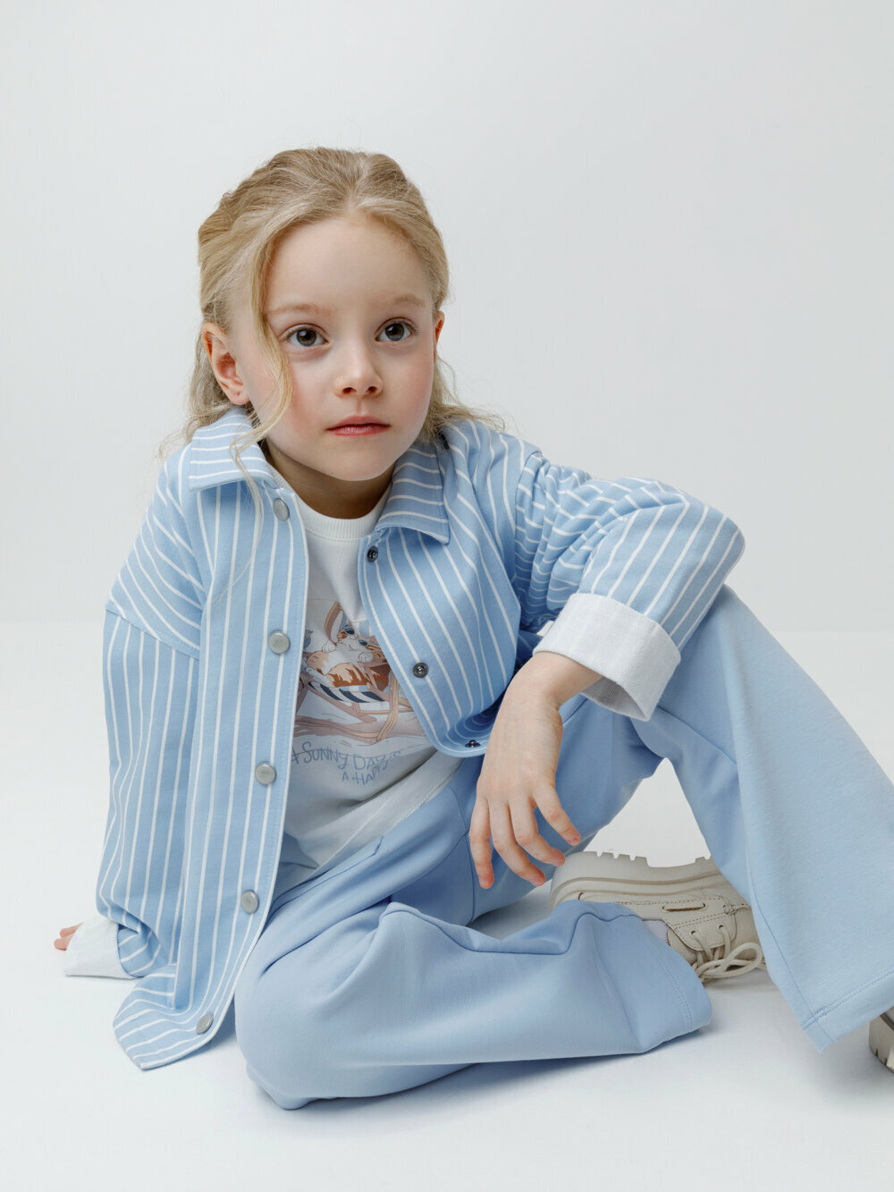 Брюки хлопковые широкие штаны для девочки