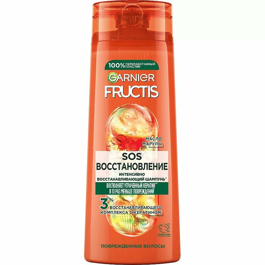 FRUCTIS Укрепляющий шампунь, SOS Восстановление, для поврежденных и тонких волос, 250 мл