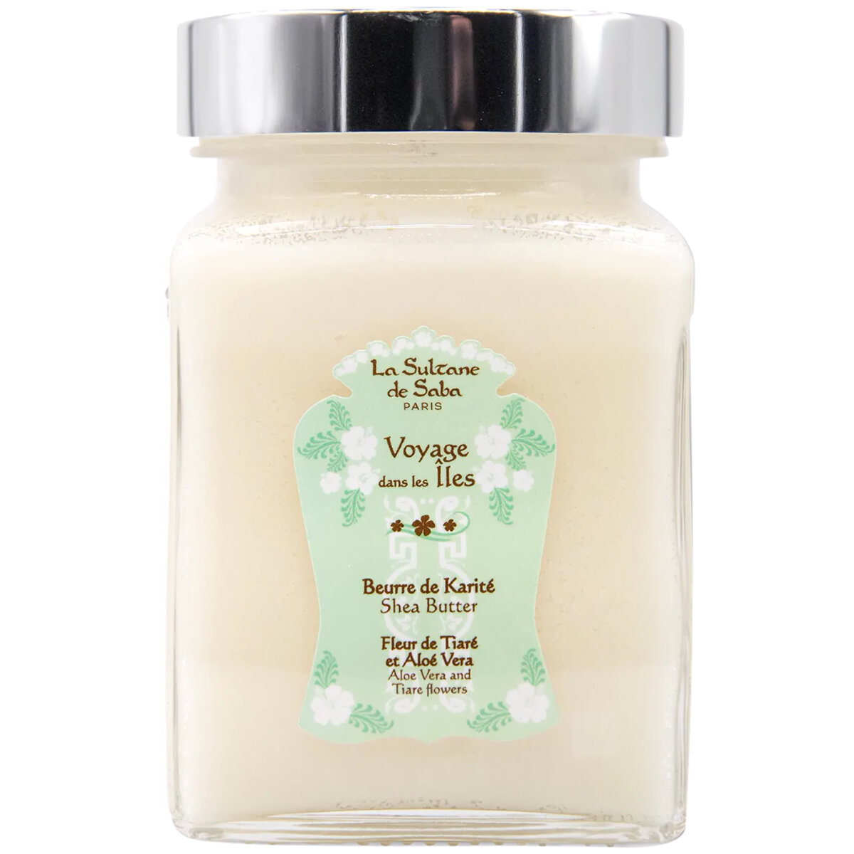 Масло карите для тела и волос La Sultane de Saba Voyage Iles Tiare Flowers & Aloe Vera Shea Butter, 300 мл