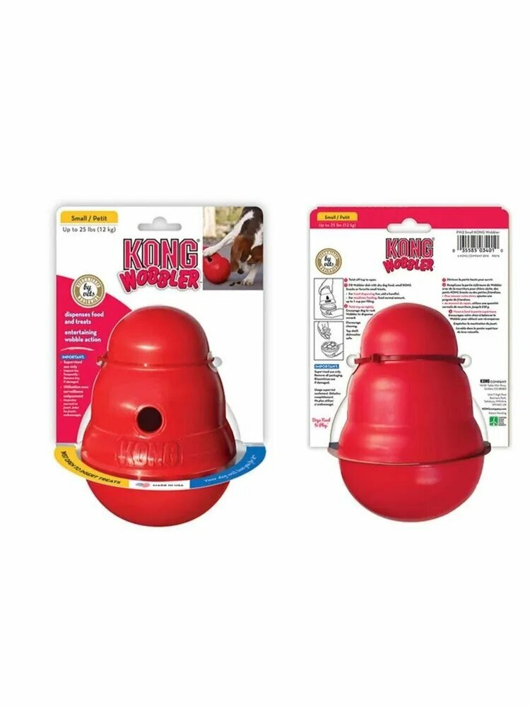 Kong Wobbler S-Small прочная игрушка для собак с дозатором для корма / Для мелких и средних пород