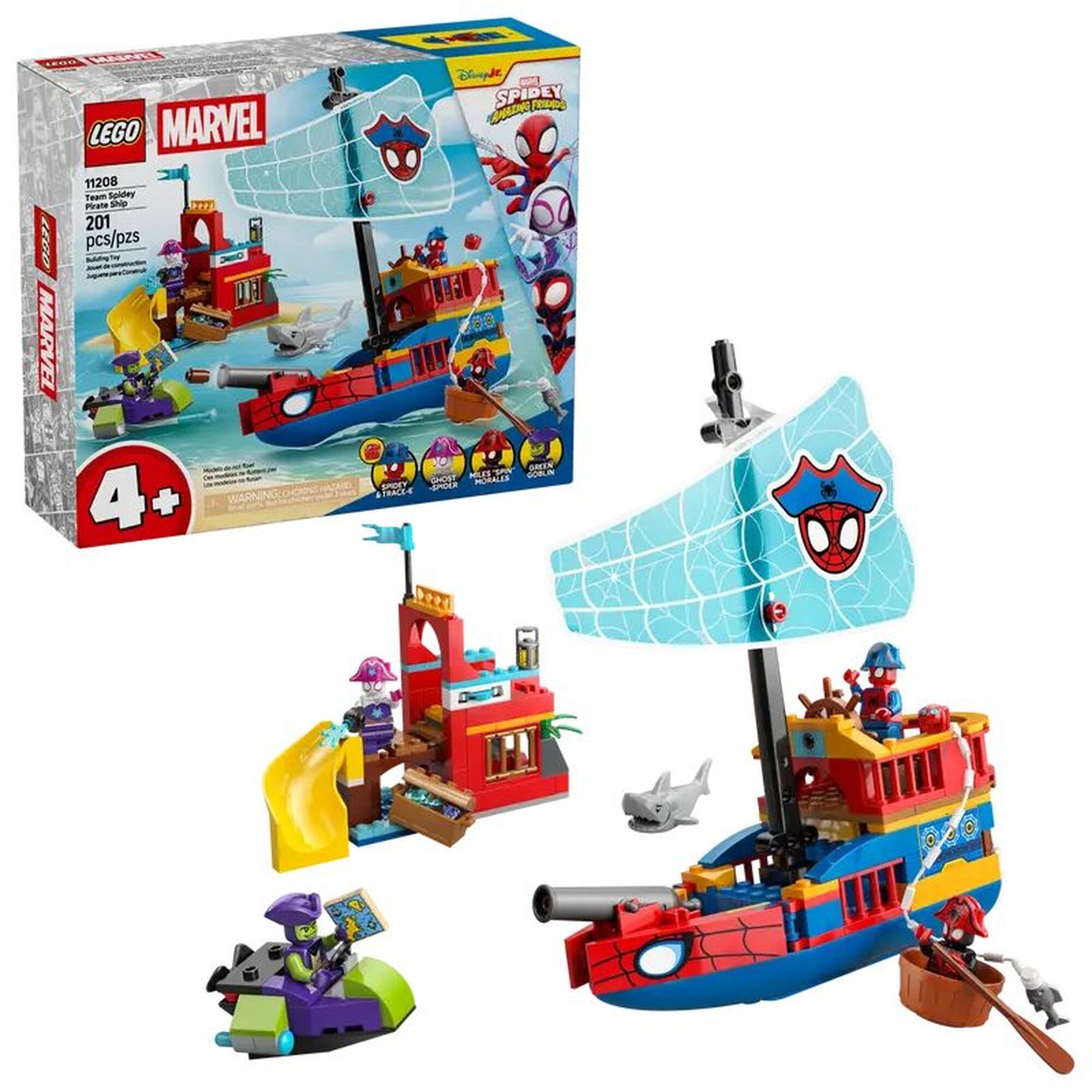 Конструктор LEGO Marvel Spidey - Пиратский корабль команды Человека-паука, 201 эл. - Лего Марвел 11208