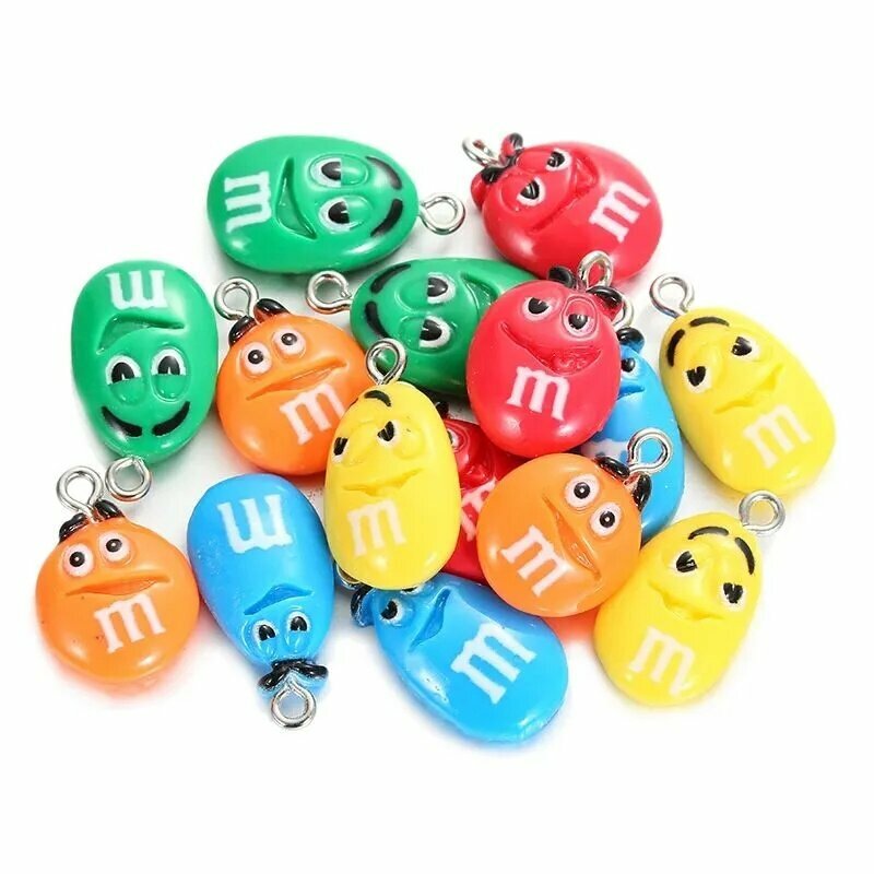 M&M's шоколадные подвески 10 шт, Конфеты из смолы, Шармы для DIY браслета, Фурнитура для бижутерии и брелков
