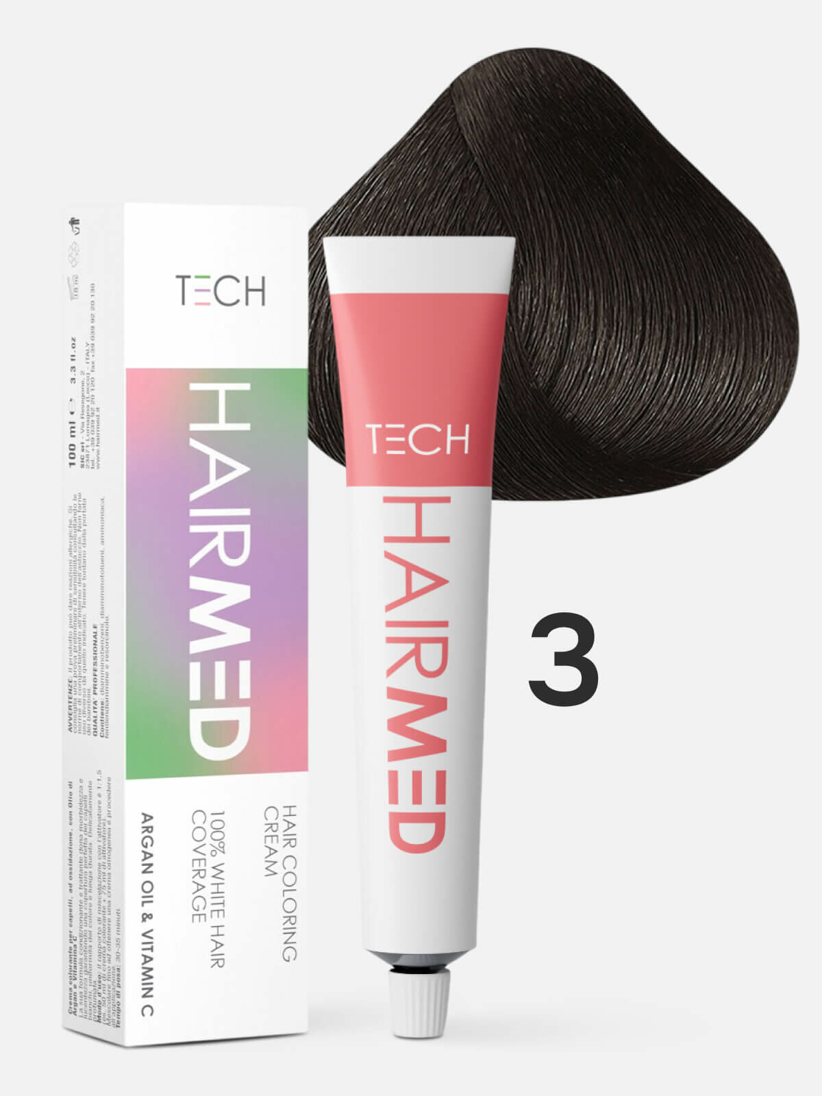 Крем - краска для волос профессиональная Hairmed 3 Темный каштановый, 100 мл