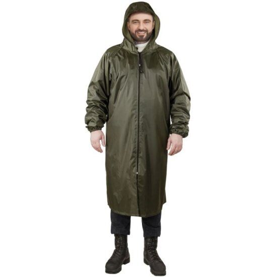 Дождевик-плащ Грандмастер цвета хаки на молнии многоразовый с ПВХ-покрытием, размер 56-58 (XXL), рост 170-176, , 610848