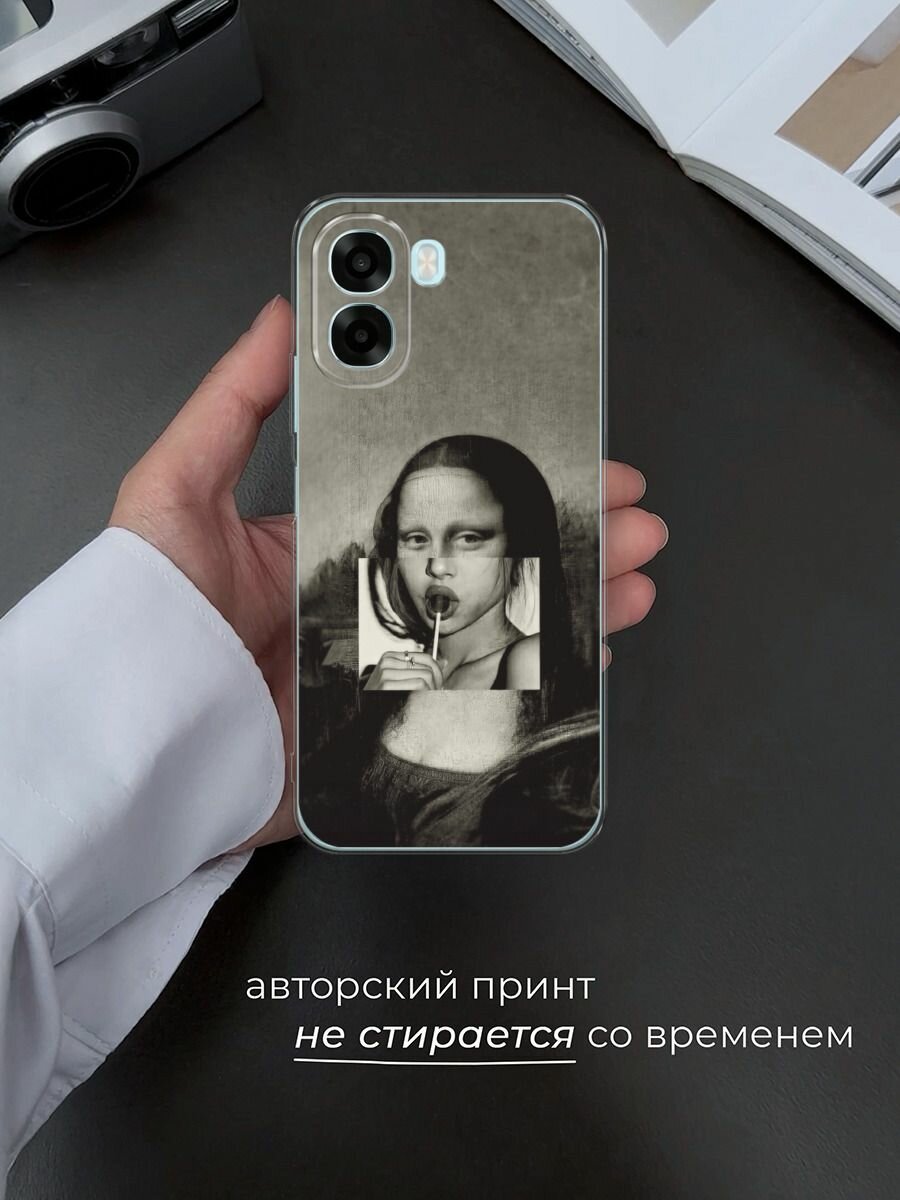 Чехол на Oppo A6x / Оппо A6x с принтом Mona Lisa sucking lollipop — фото 1