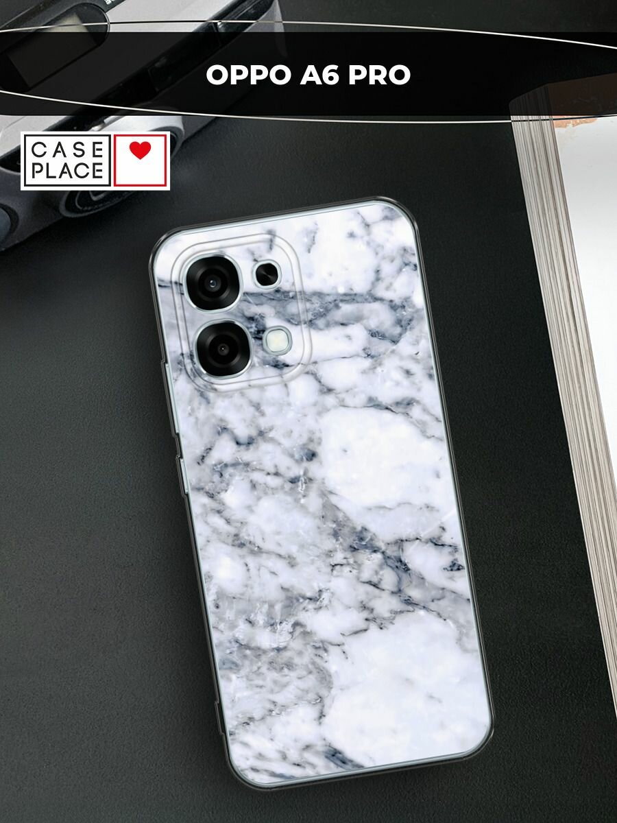 Силиконовый чехол на Oppo A6 Pro / Оппо A6 Про с принтом серый мрамор