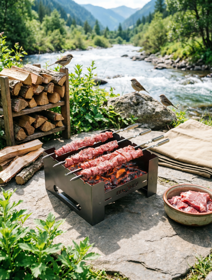Мангал разборный, походный, складной Lux Fire "Шмель-1", жаропрочная сталь, толщина 1 мм