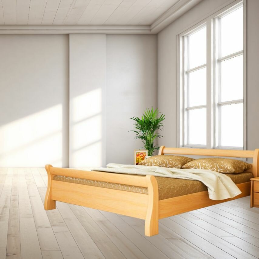 Двуспальная кровать "Мустанг" из Массива сосны 160*200, классический орех 2