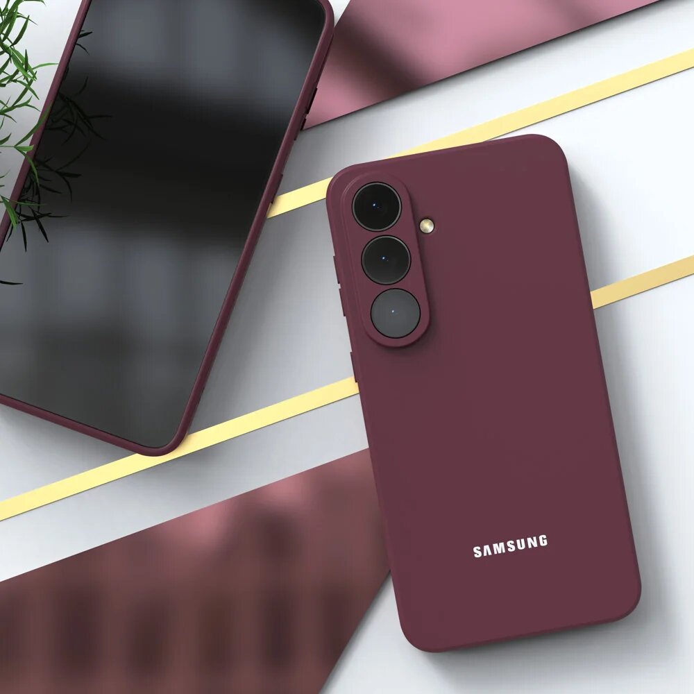 Чехол для Samsung Galaxy S24, Бордовый, Жидкий силикон
