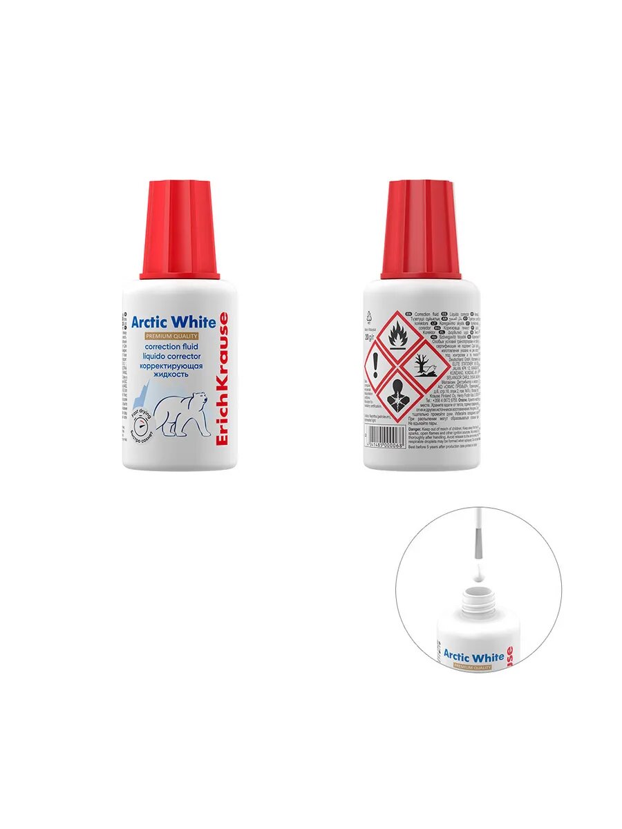 Корректирующая жидкость с кисточкой ErichKrause.