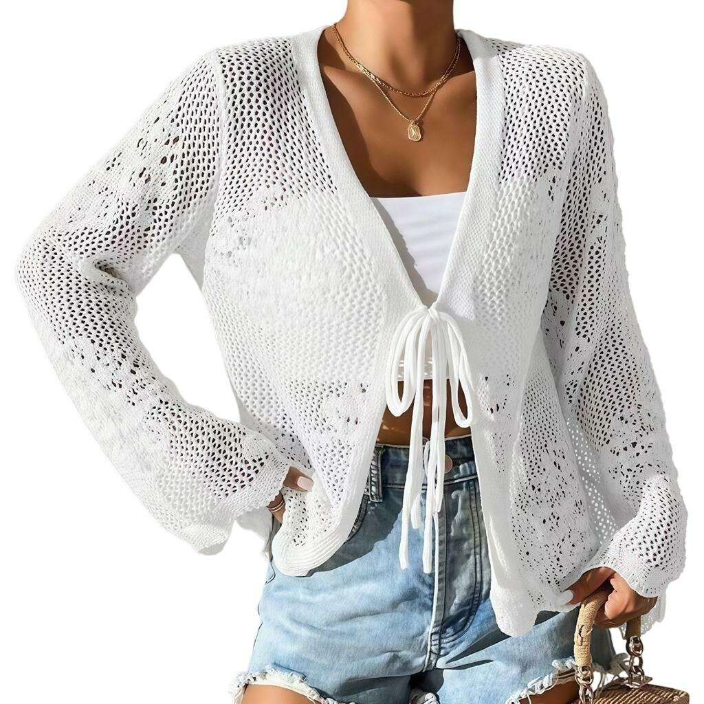 Женские мягкие пляжные накидки, Белый - L