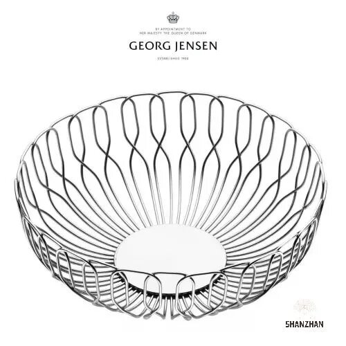 Georg Jensen Корзина для сервировки Alfredo для подачи хлеба и фруктов серебристая 26x8 см