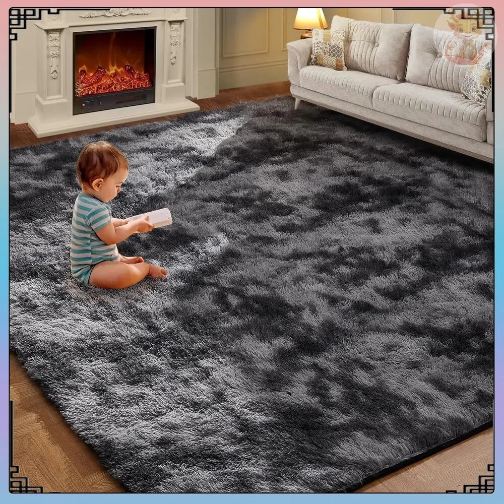 Мягкий пушистый ковер для дома 200х400 см серый, длинный ворс, ковролин на пол