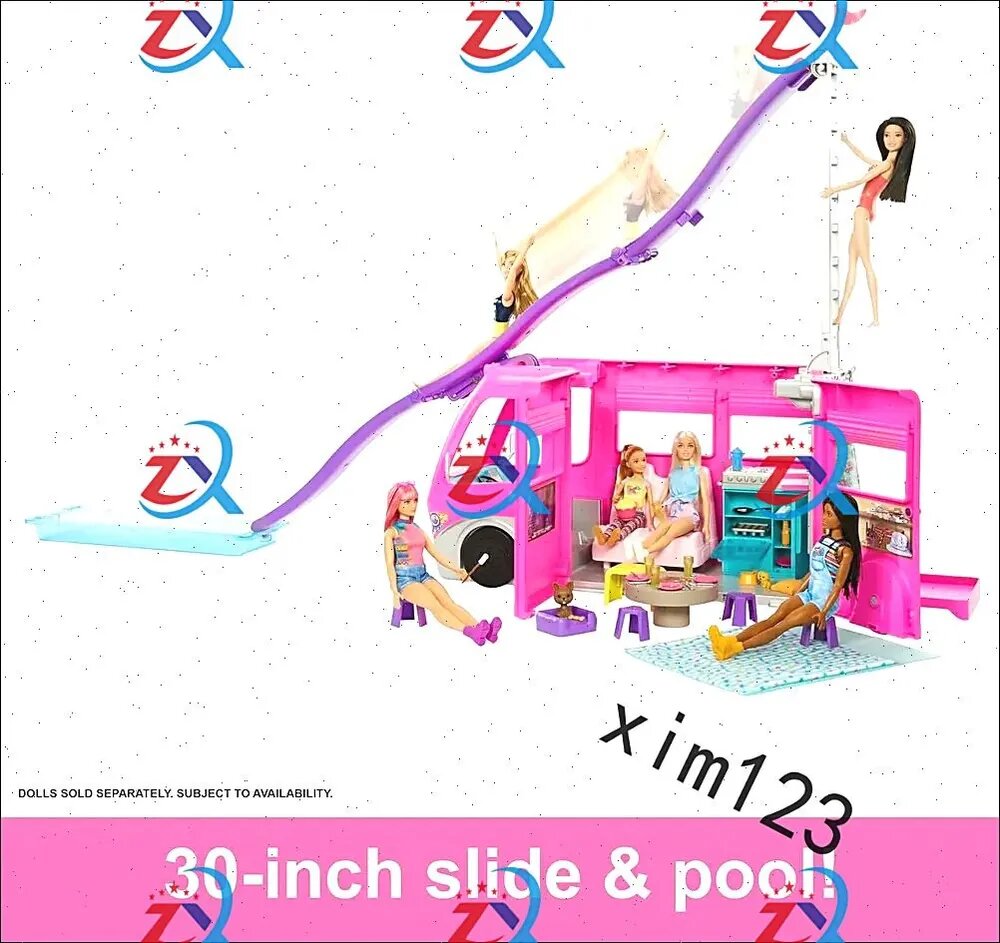 Barbie Camper Автобус мечты от Барби с 60 аксессуарами и горкой для кукол — фото 1